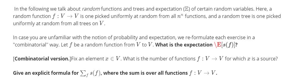 In the following we talk about random functions and | Chegg.com