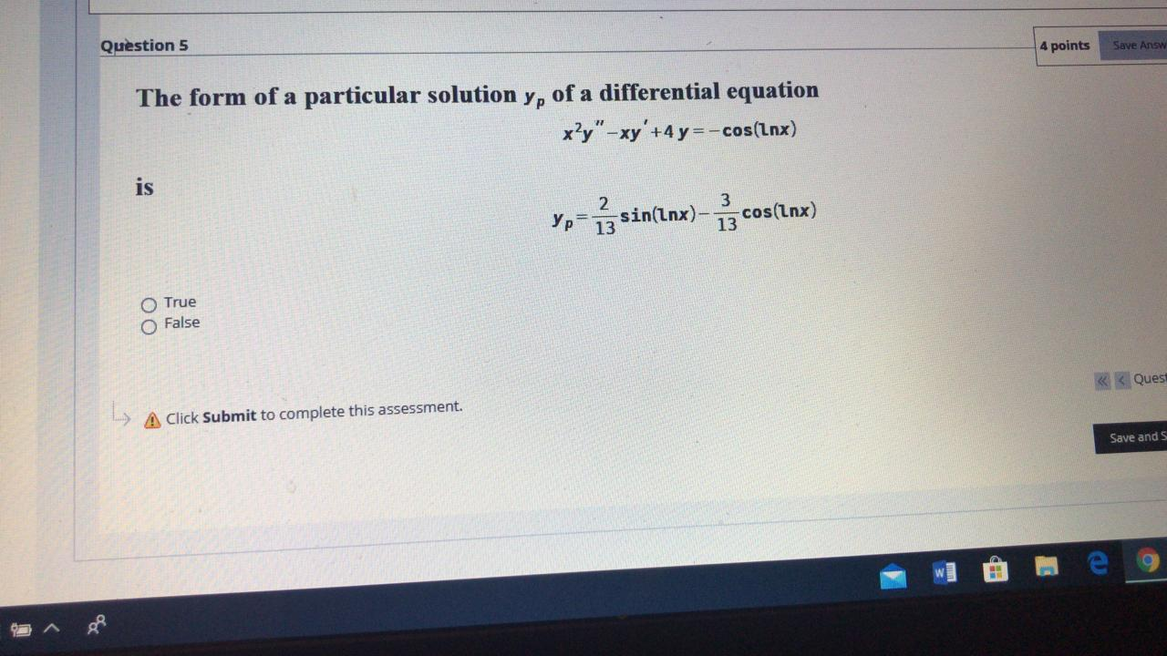 Solved Question 5 4 points Save Answ The form of a | Chegg.com