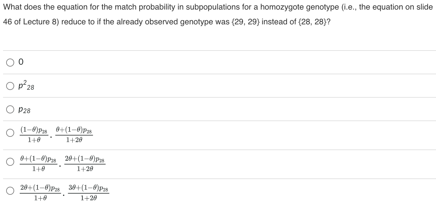 Solved What does the equation for the match probability in | Chegg.com