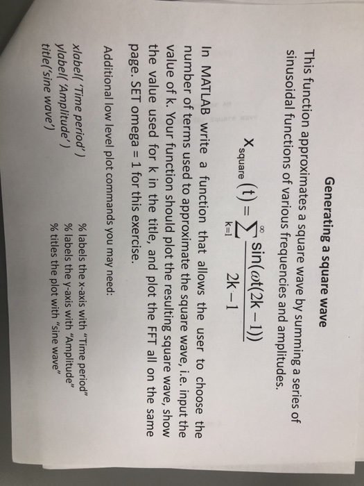 Solved Generating A Square Wave This Function Approximates A 4170
