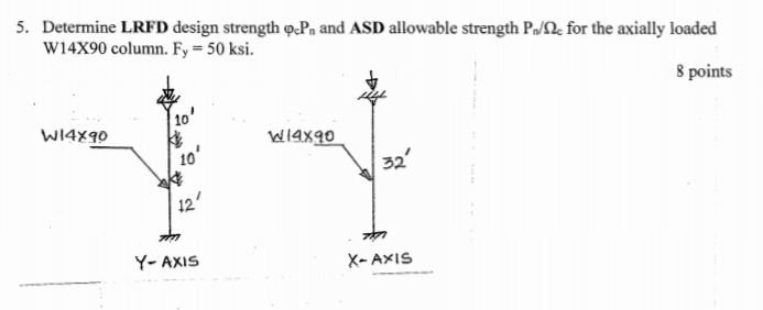 Solved 5. Determine LRFD design strength ocP, and ASD | Chegg.com