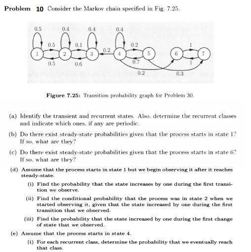 Solved Problem 10 Consider the Markov chain specified in | Chegg.com