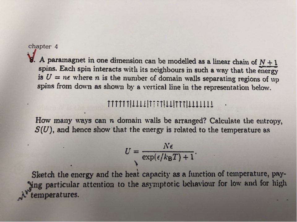 Solved chapter 4 8. A paramagnet in one dimension can be | Chegg.com