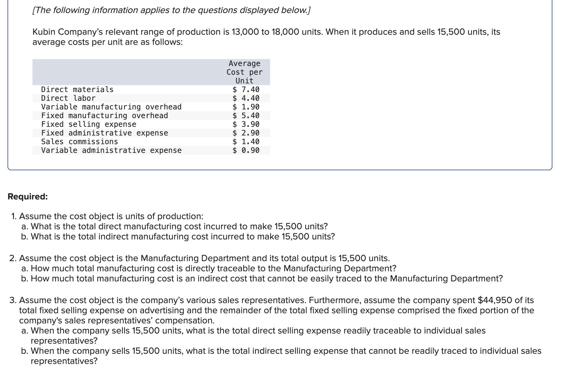 Solved Required:Assume the cost object is units of | Chegg.com