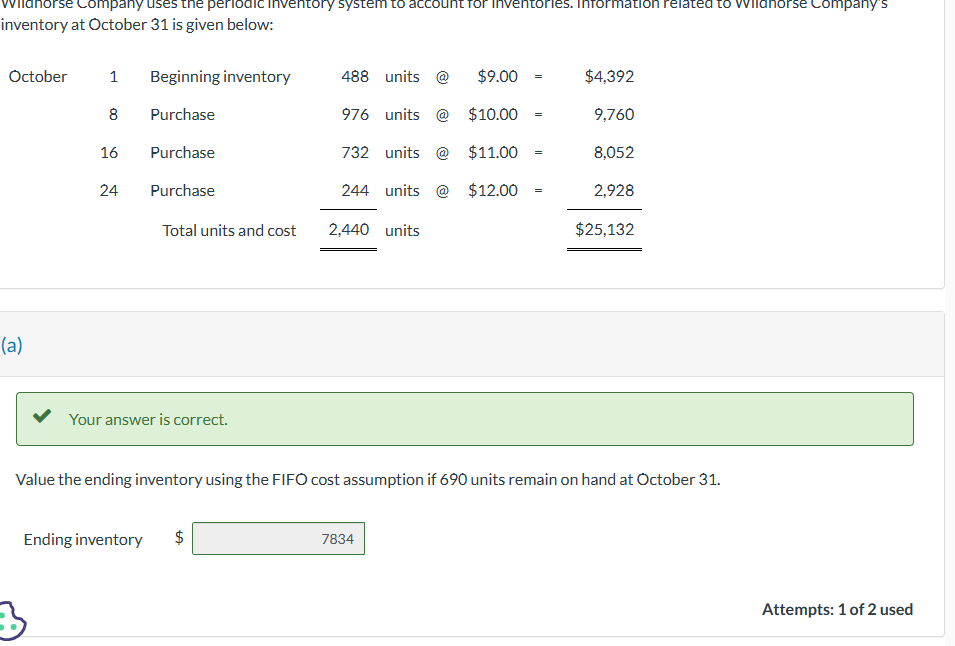Solved inventory at October 31 is given below: (a) Your | Chegg.com