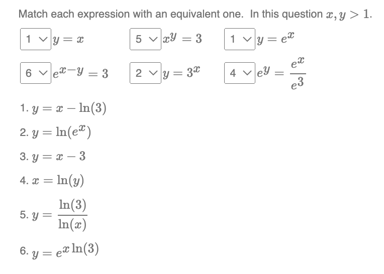 Solved Match each expression with an equivalent one. In this | Chegg.com