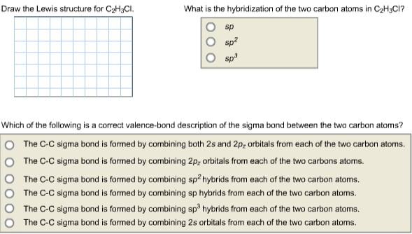 Solved Draw the Lewis structure for C2H3CI What is the | Chegg.com