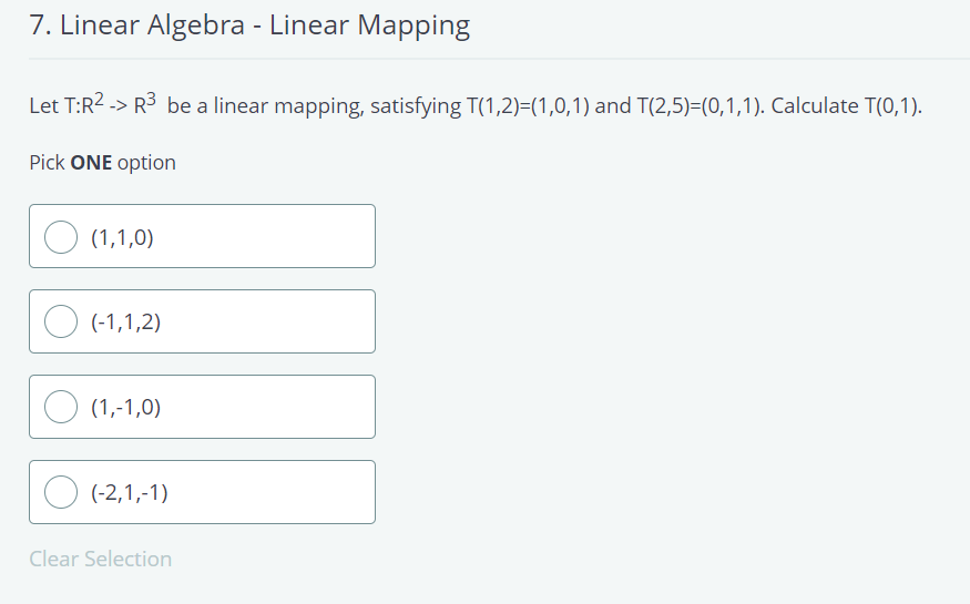 Solved 7. Linear Algebra - Linear Mapping Let T:R2 -> R3 be | Chegg.com