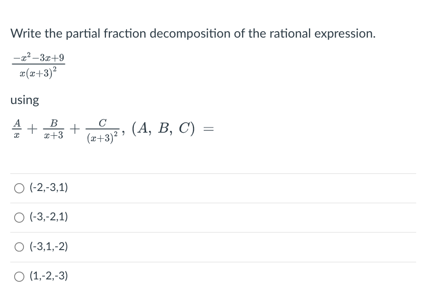 Solved Write the partial fraction decomposition of the | Chegg.com