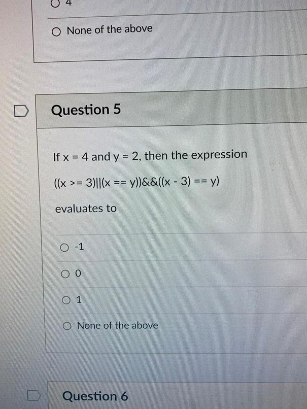 Solved None of the above Question 5 If x=4 and y=2, then the | Chegg.com