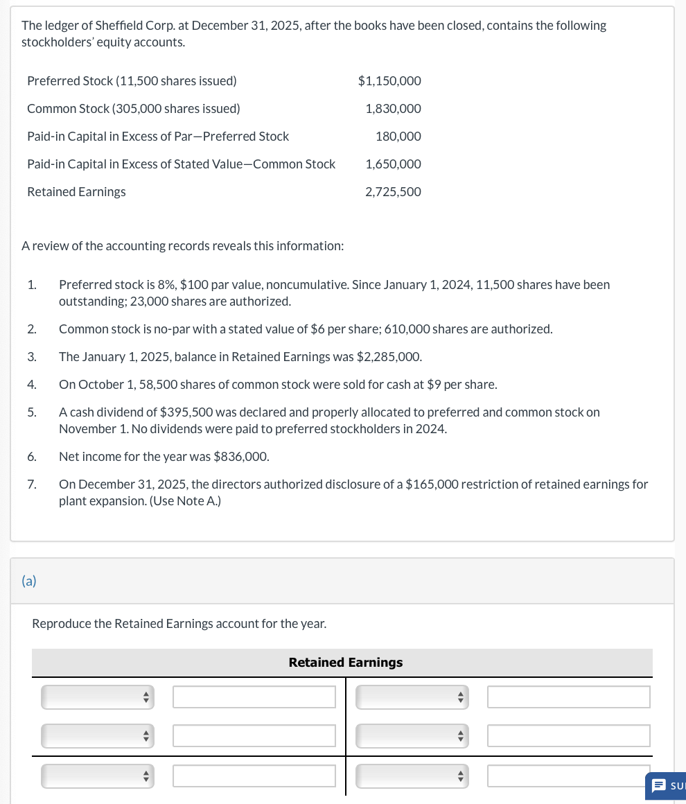 Solved The ledger of Sheffield Corp. at December 31, 2025, | Chegg.com