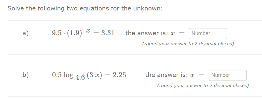 Solved Solve the following two equations for the unknown: a) | Chegg.com