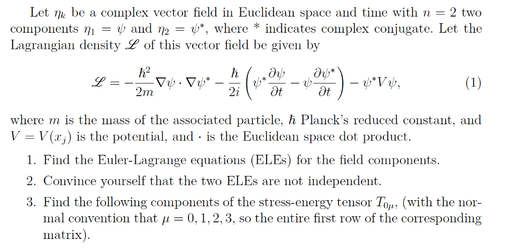 Solved Letık be a complex vector field in Euclidean space | Chegg.com