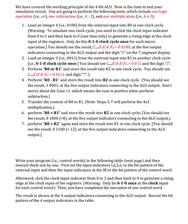 Final Project: A simple 4-bit central processing unit | Chegg.com