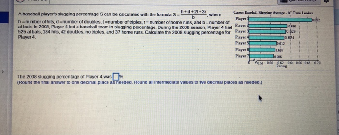 Solved Skuaging Avenge-All Tme Ladrs A baseball players | Chegg.com