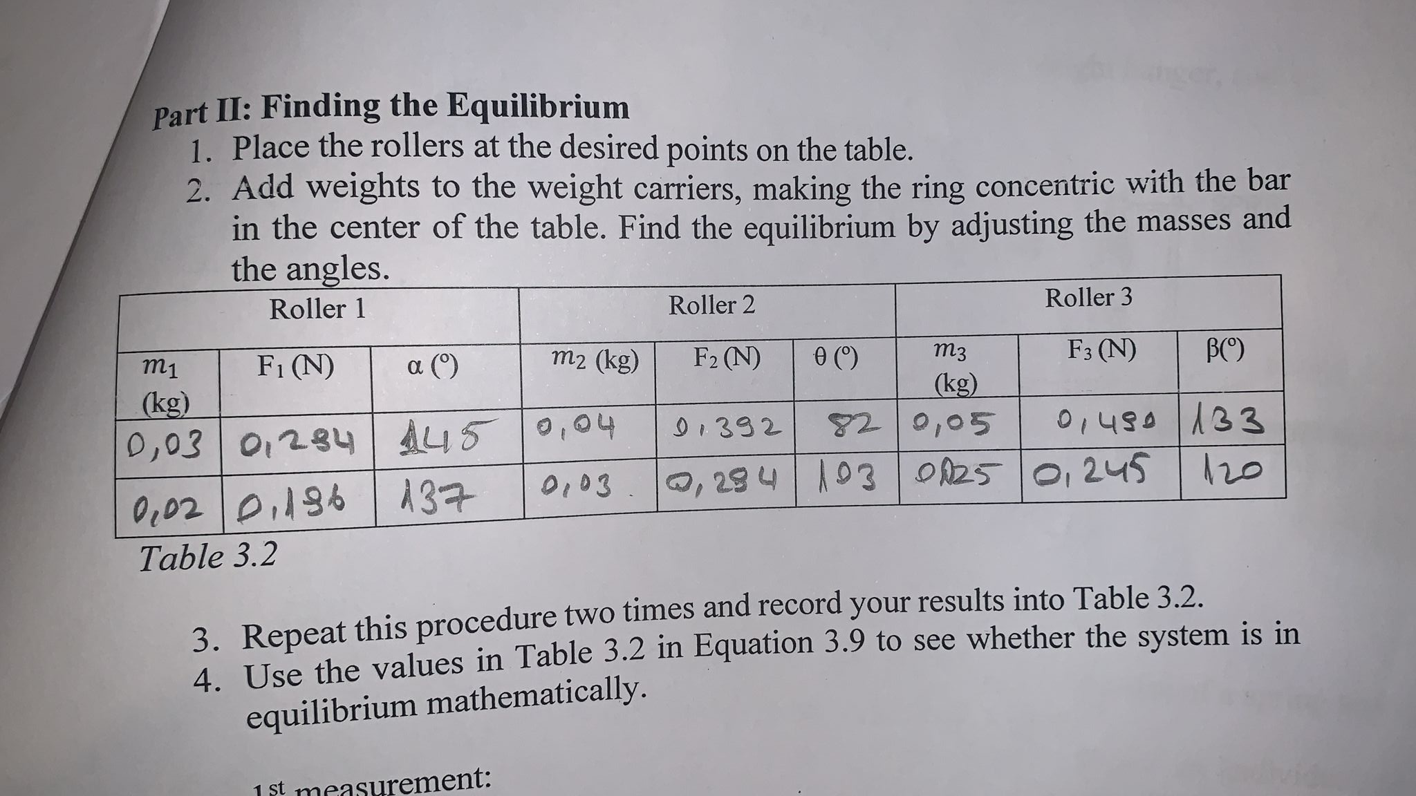 Solved part II: Finding the Equilibrium 1. Place the rollers | Chegg.com