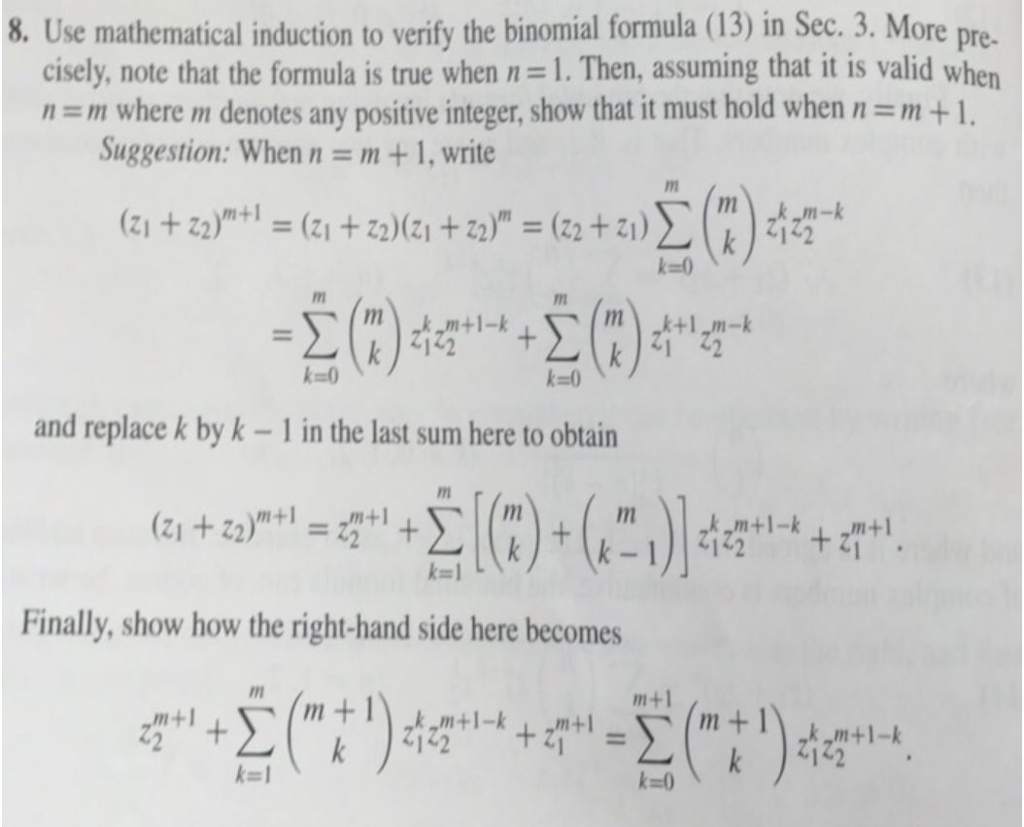 Solved 8. Use mathematical induction to verify the binomial | Chegg.com