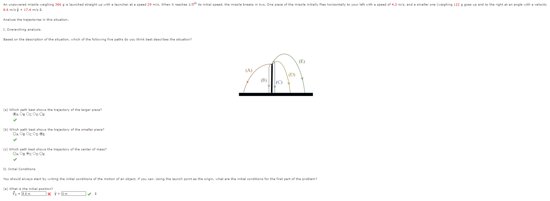 Solved 8.6 m/sy^+17.4 m/sz^. Analyze the trajectories in | Chegg.com
