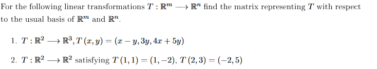 Solved For the following linear transformations | Chegg.com