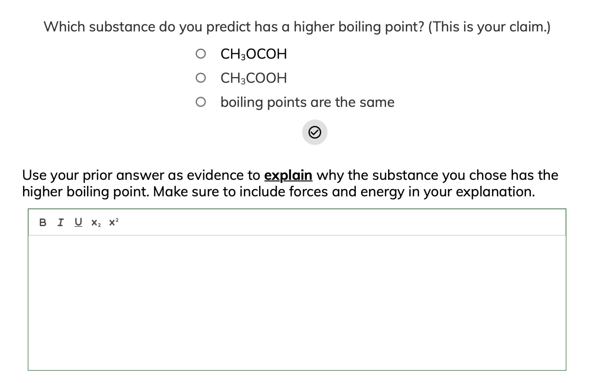 Solved Which substance do you predict has a higher boiling | Chegg.com