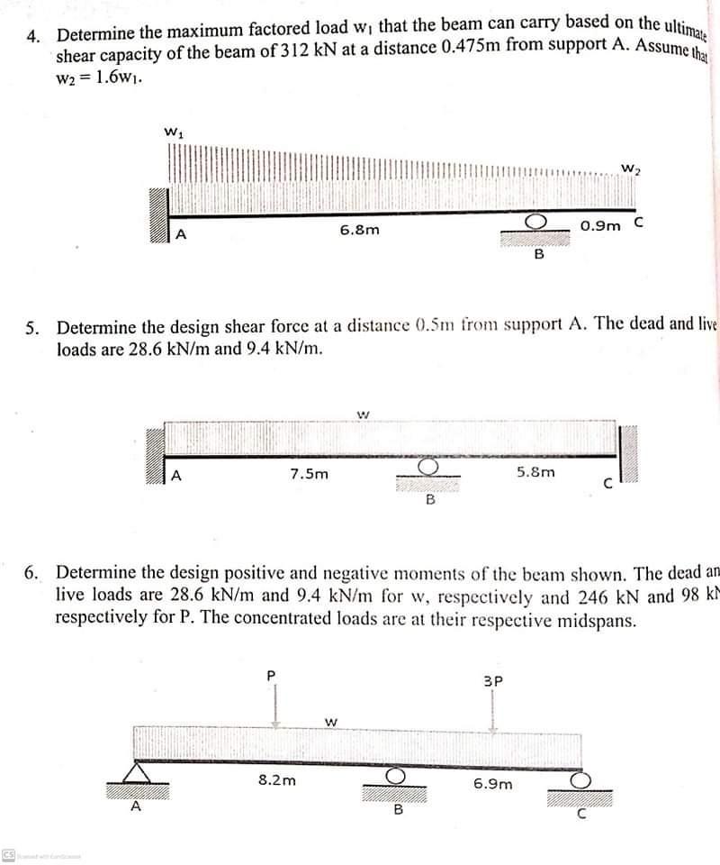 Solved 4. Determine the maximum factored load w, that the | Chegg.com