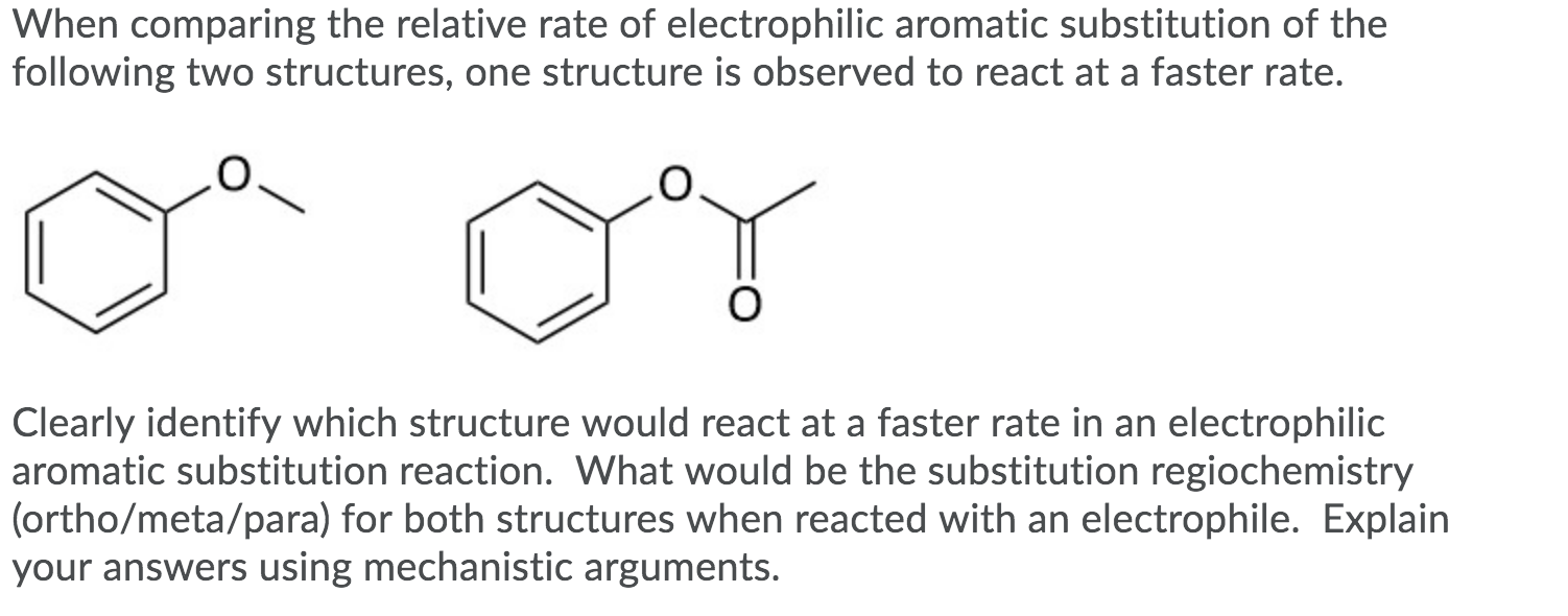 Solved When comparing the relative rate of electrophilic | Chegg.com