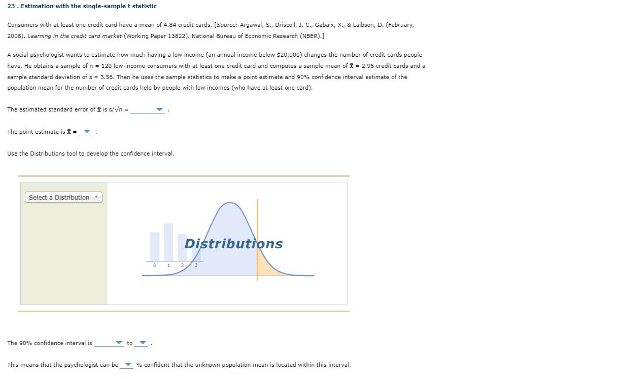 Solved 23. Estimation with the single-sample t statistic | Chegg.com