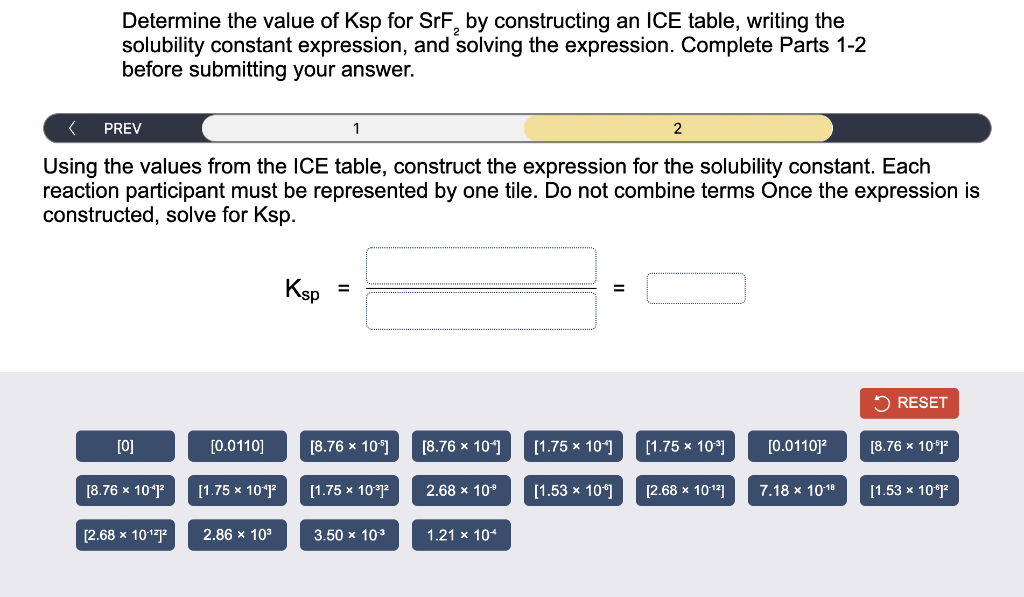 Solved Determine the value of Ksp for SrF2 by constructing | Chegg.com