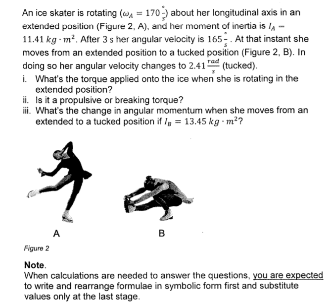 Solved An ice skater is rotating (WA = 170 ) about her | Chegg.com