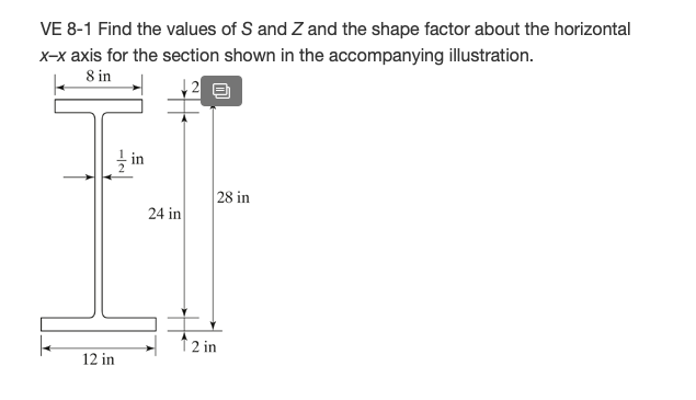 Solved VE 8-1 Find the values of S and Z and the shape | Chegg.com