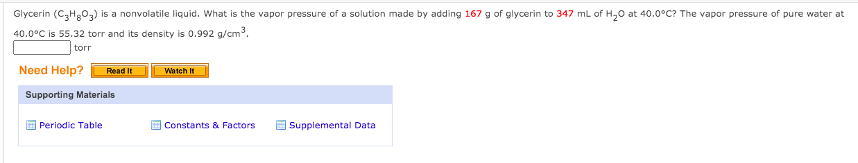 Solved Glycerin (C3H803) is a nonvolatile liquid. What is | Chegg.com