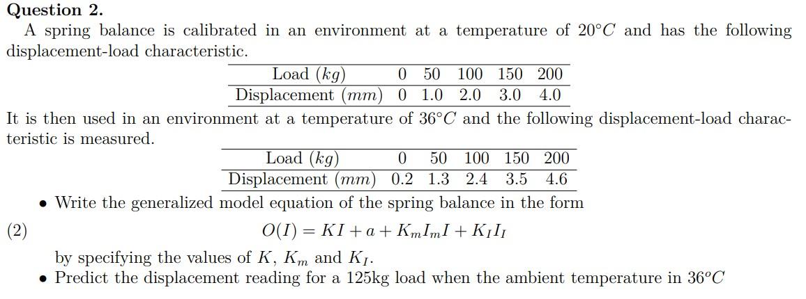 Solved A spring balance is calibrated in an environment at a | Chegg.com