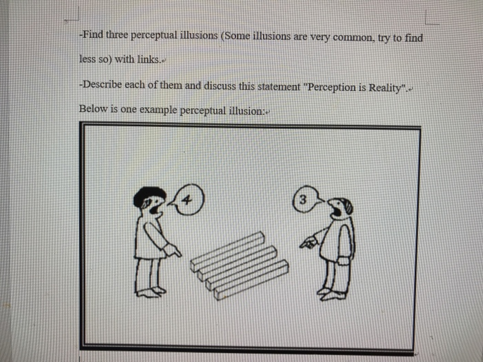Solved -Find three perceptual illusions (Some illusions are | Chegg.com