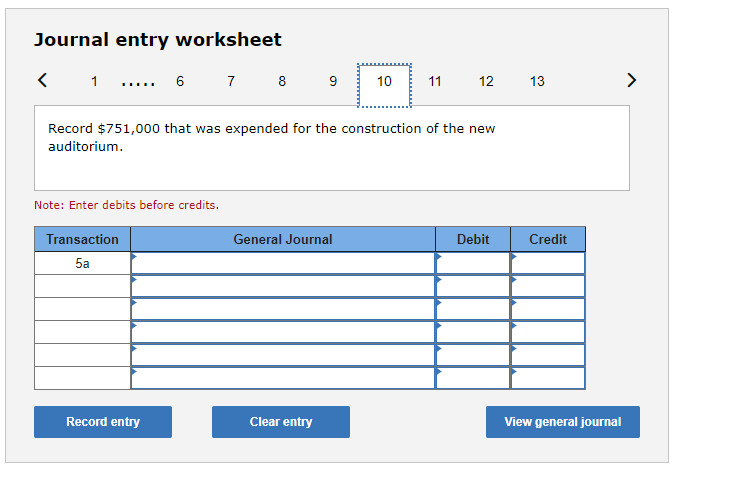 Solved Journal entry worksheet Record the entry for | Chegg.com
