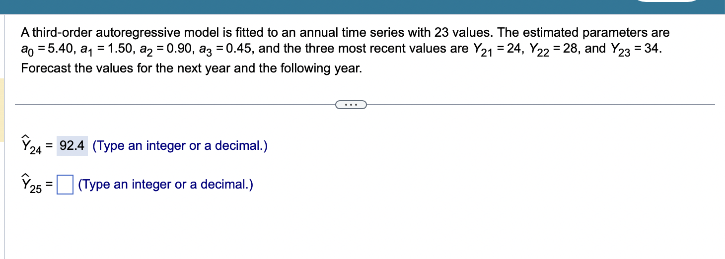 Solved A third-order autoregressive model is fitted to an | Chegg.com