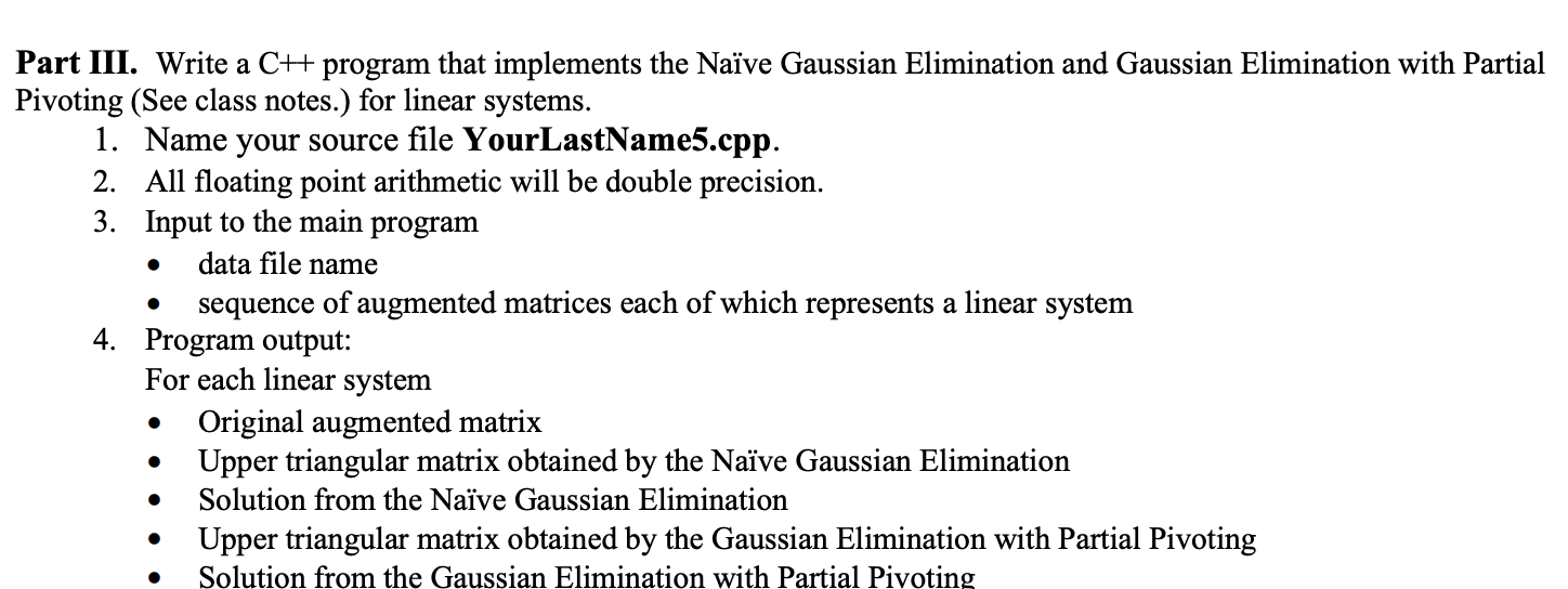 Solved . Part III. Write a C++ program that implements the | Chegg.com