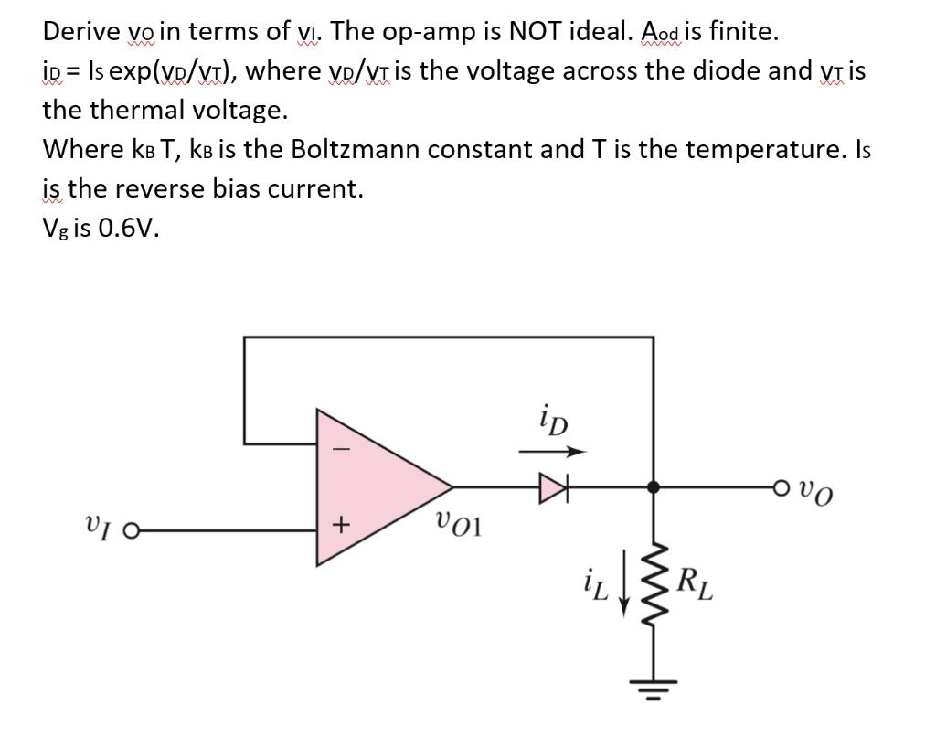 Solved Derive vo in terms of vi. The op-amp is NOT ideal. | Chegg.com