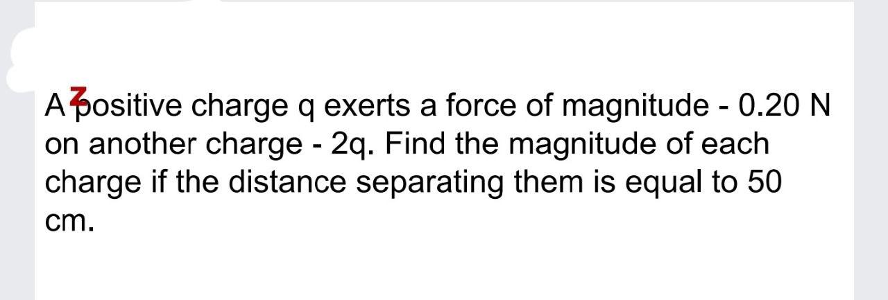 Solved A positive charge q exerts a force of magnitude - | Chegg.com