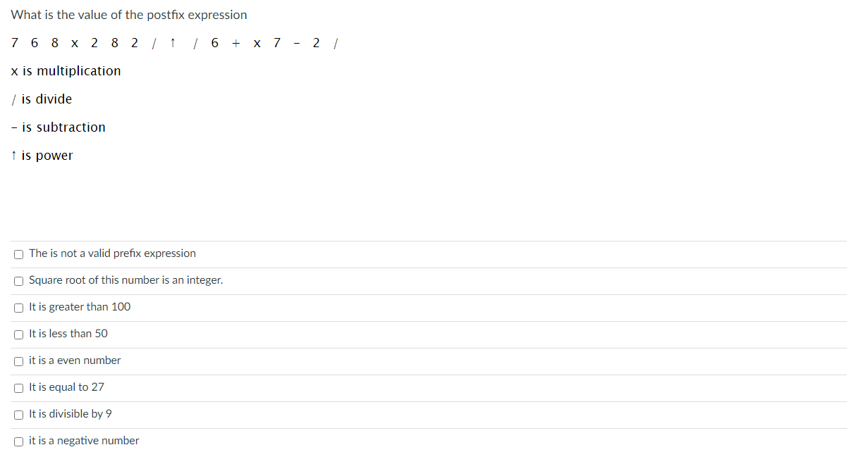 Solved What is the value of the postfix expression | Chegg.com