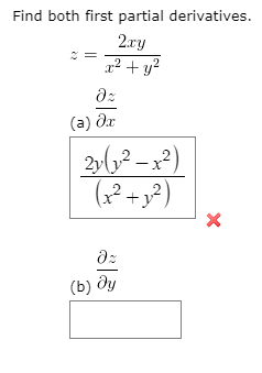 Solved Find both first partial derivatives. 2.cy x2 + y2 a: | Chegg.com