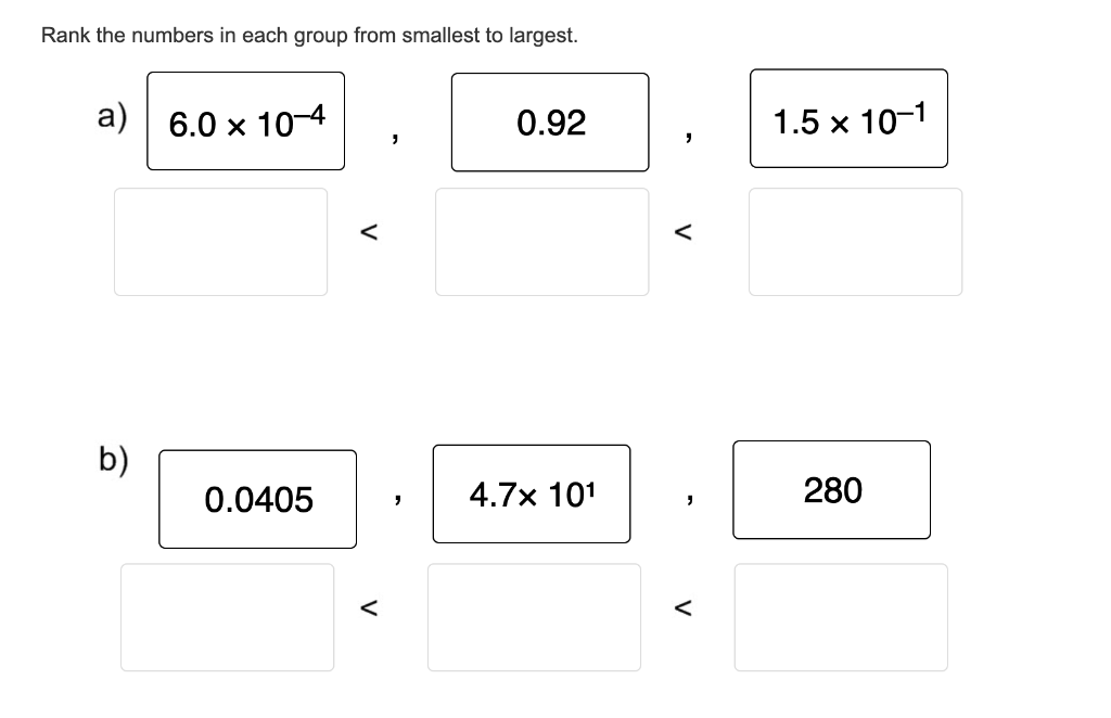 Solved Rank the numbers in each group from smallest to | Chegg.com Solved Rank the numbers in each group from smallest to | Chegg.com
