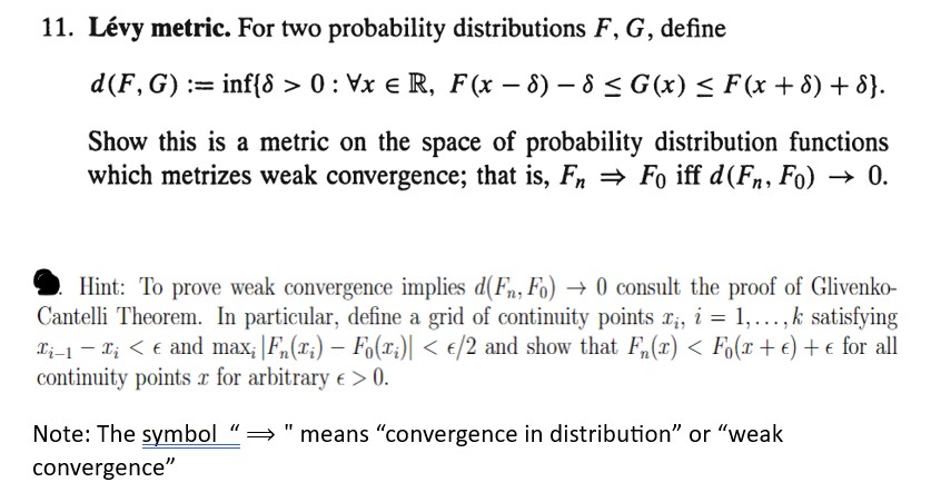 Solved 11. Lévy metric. For two probability distributions | Chegg.com