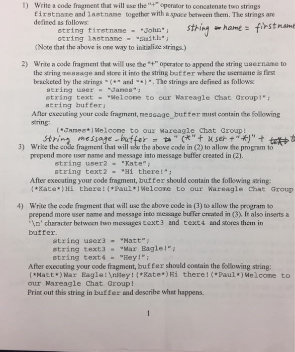Solved 1 Write A Code Fragment That Will Use The Operator 4737