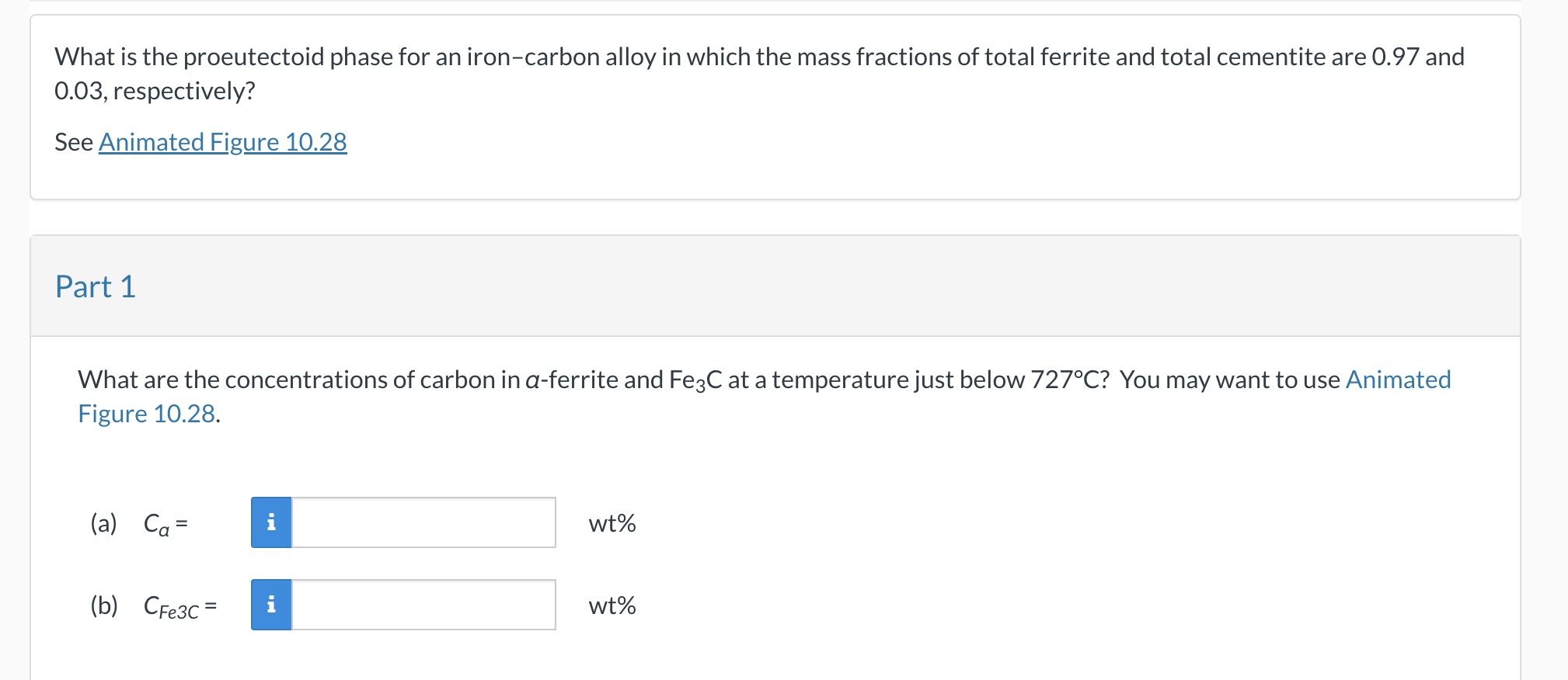 Solved What is ﻿the proeutectoid phase for an ﻿iron-carbon | Chegg.com