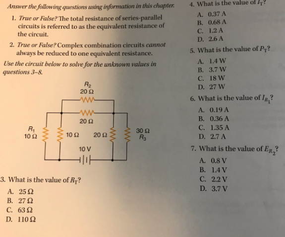 Solved This is a combination circuit. The Rt: 27 ohms. Need | Chegg.com