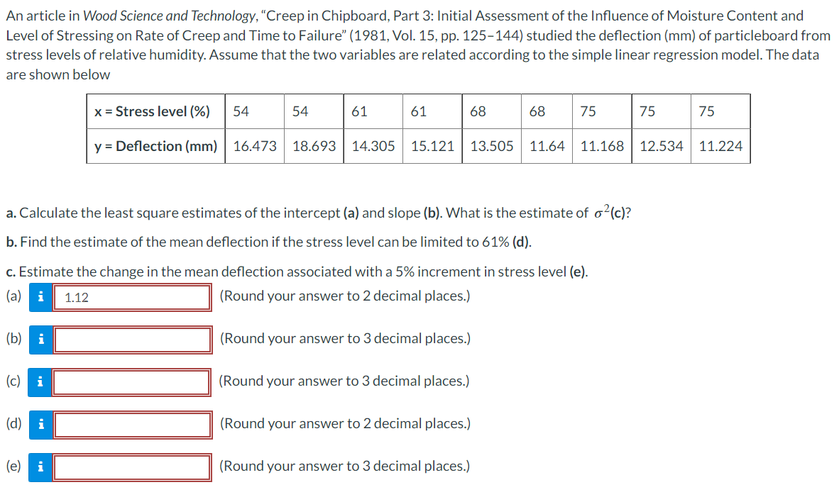 Solved An article in Wood Science and Technology, "Creep in | Chegg.com