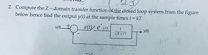 Solved 2. Compute the Z - domain transfer function of the | Chegg.com
