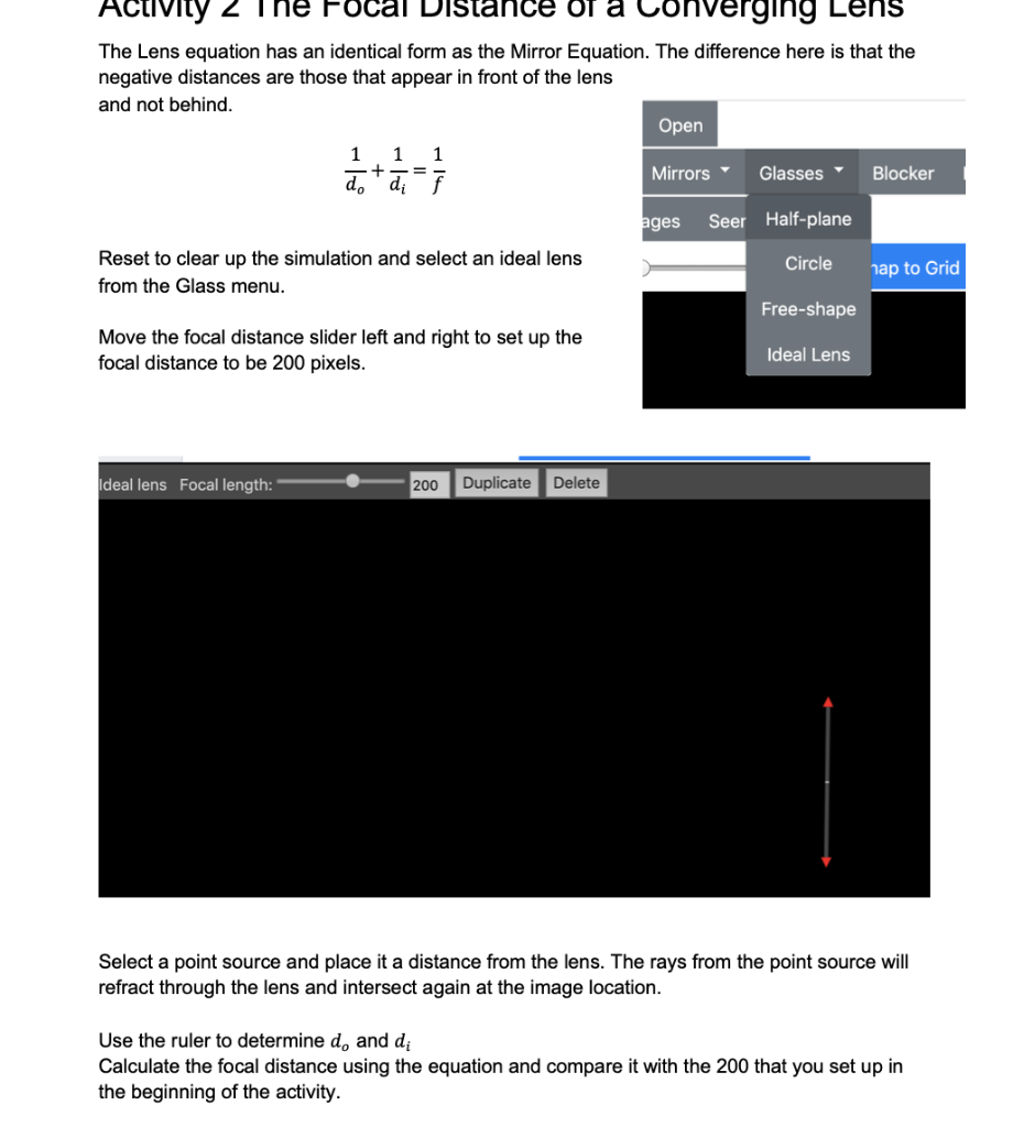 Lab Ray Optics Simulation App Used: | Chegg.com