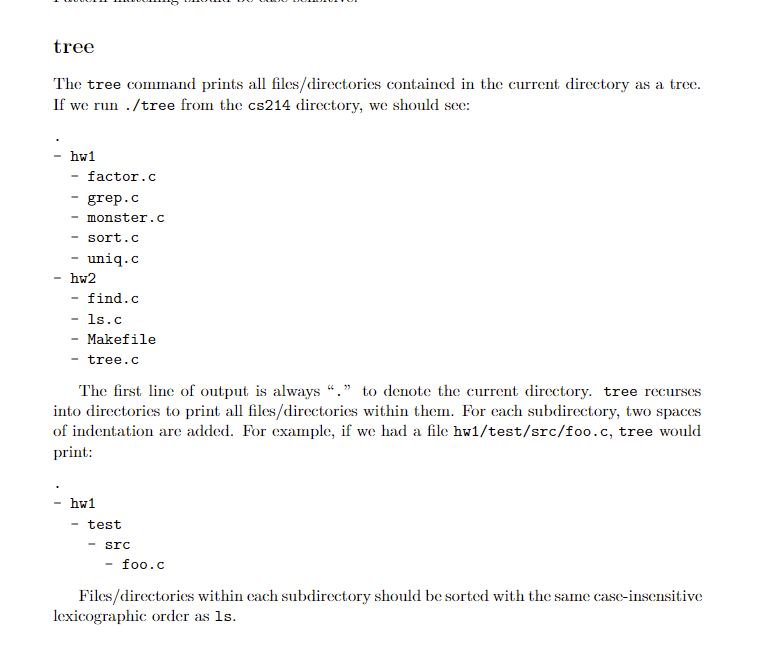 Solved tree The tree command prints all files/directories | Chegg.com