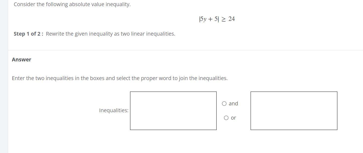 Solved Consider the following absolute value inequality. | Chegg.com